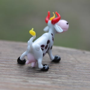 Small Glass Cow Figurine Sculpture Funny Handmade Cute Homedecor Murano ...
