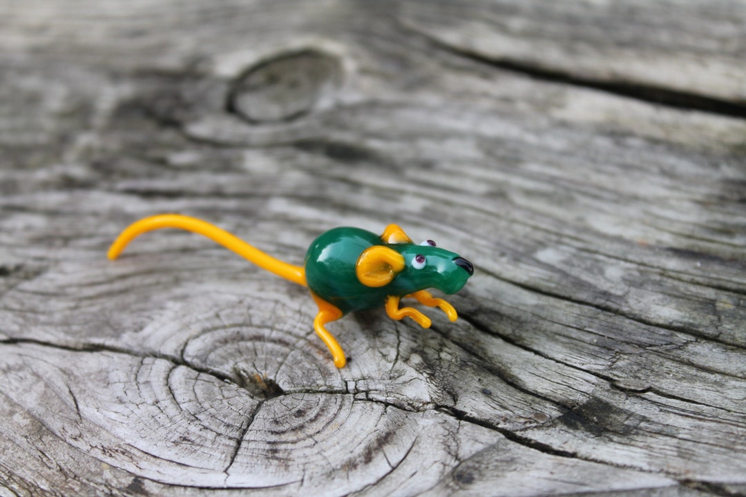 Rat Glass Miniature, Handmade Blown Glass Small Figurine, Art Glass ...