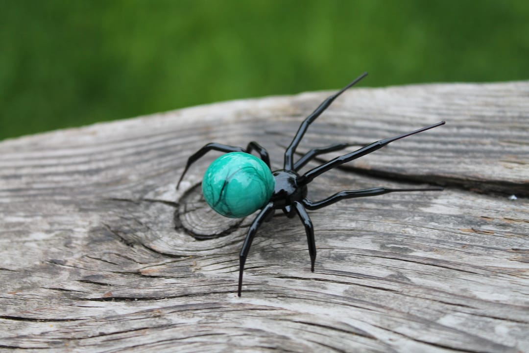 Blown Glass Figurine Art Insect Black SPIDER, Art Glass Spider Figurine ...