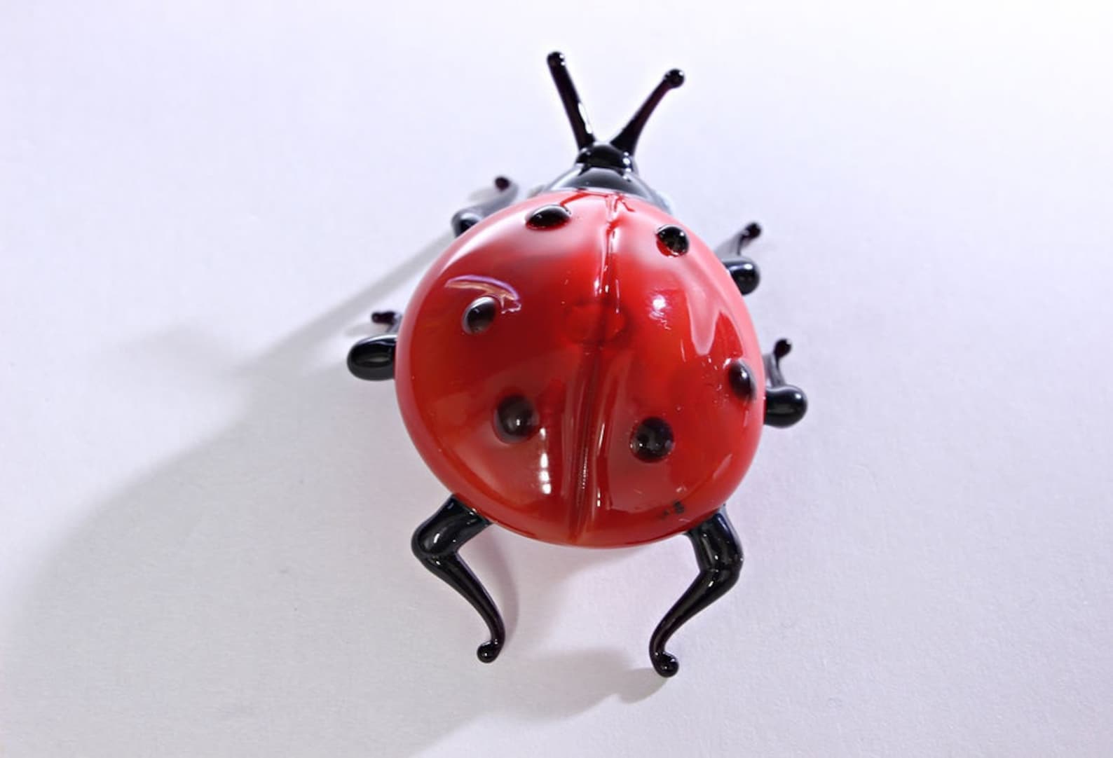 Blown Glass Ladybug Miniature, Ladybird Sculpture, Figurine, Flamework ...