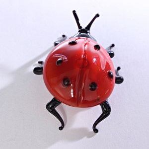 Blown Glass Ladybug Miniature, Ladybird Sculpture, Figurine, Flamework ...