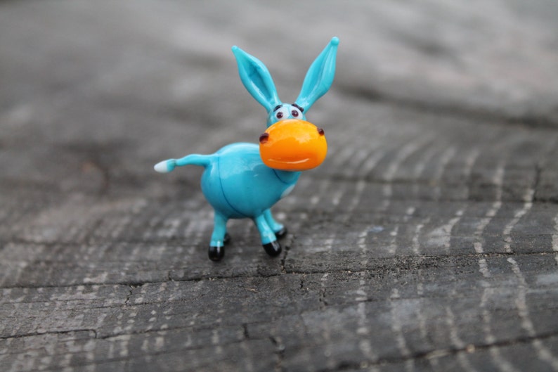 Cute Glass Miniature Donkey, Whimsical, Lamp Work Miniature Character ...