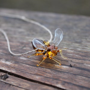 Glass Bee Pendant Collectible Figurine Honey Bee , Animals Glass, Art ...