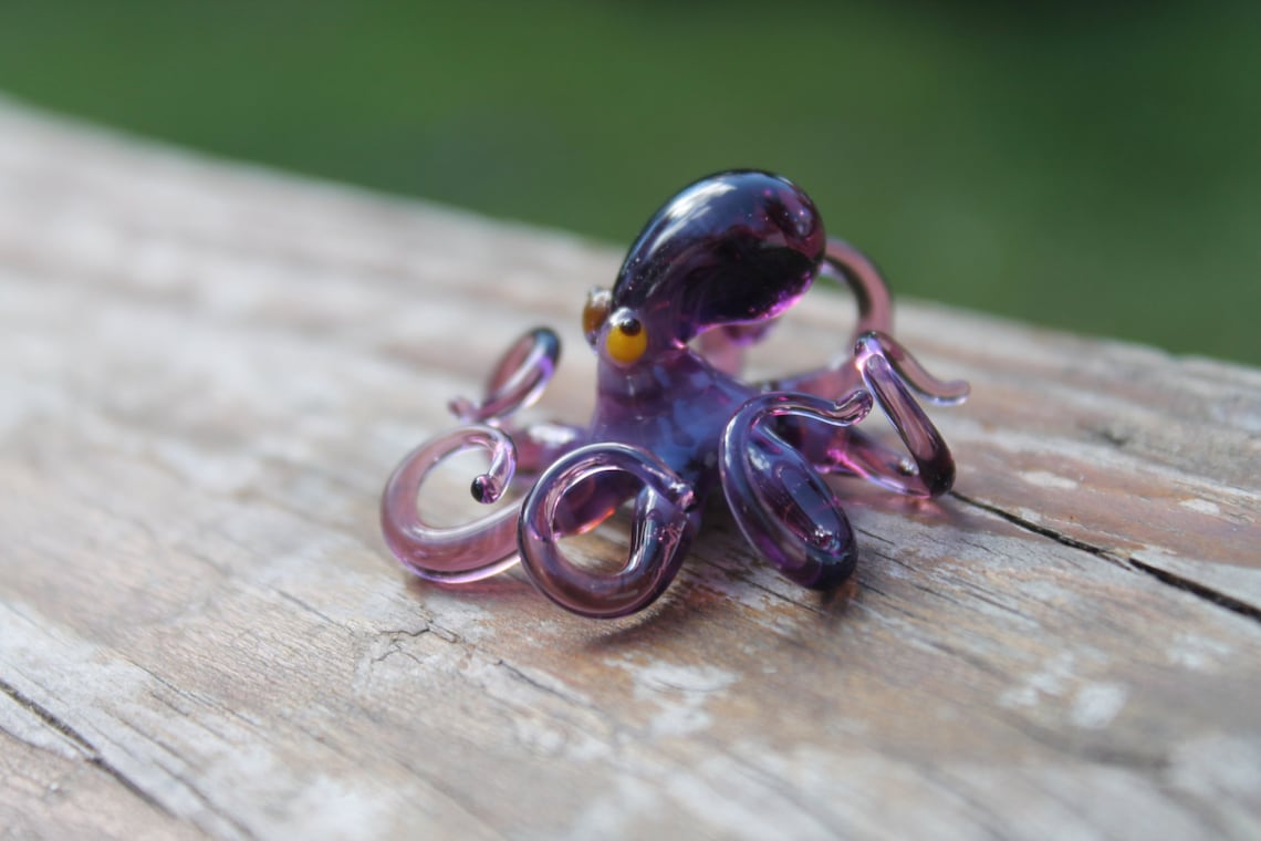 Small Glass Octopus Animal Figurines Miniature Octopus Little Glass ...