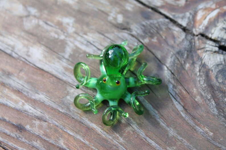 Small Glass Octopus Animal Figurines Miniature Octopus Little Glass ...