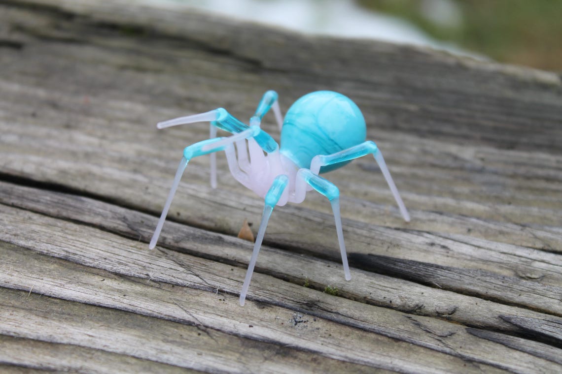 Blue Glass Spider Figurine Blown Glass Spider Glass Spider Miniature ...