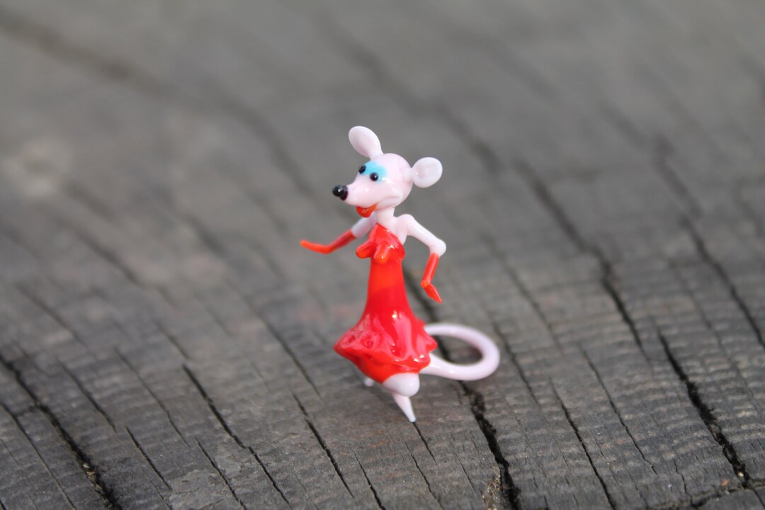 Glass Mouse Figurine Art Glass Mouse Blown Glass Mouse Little Glass ...