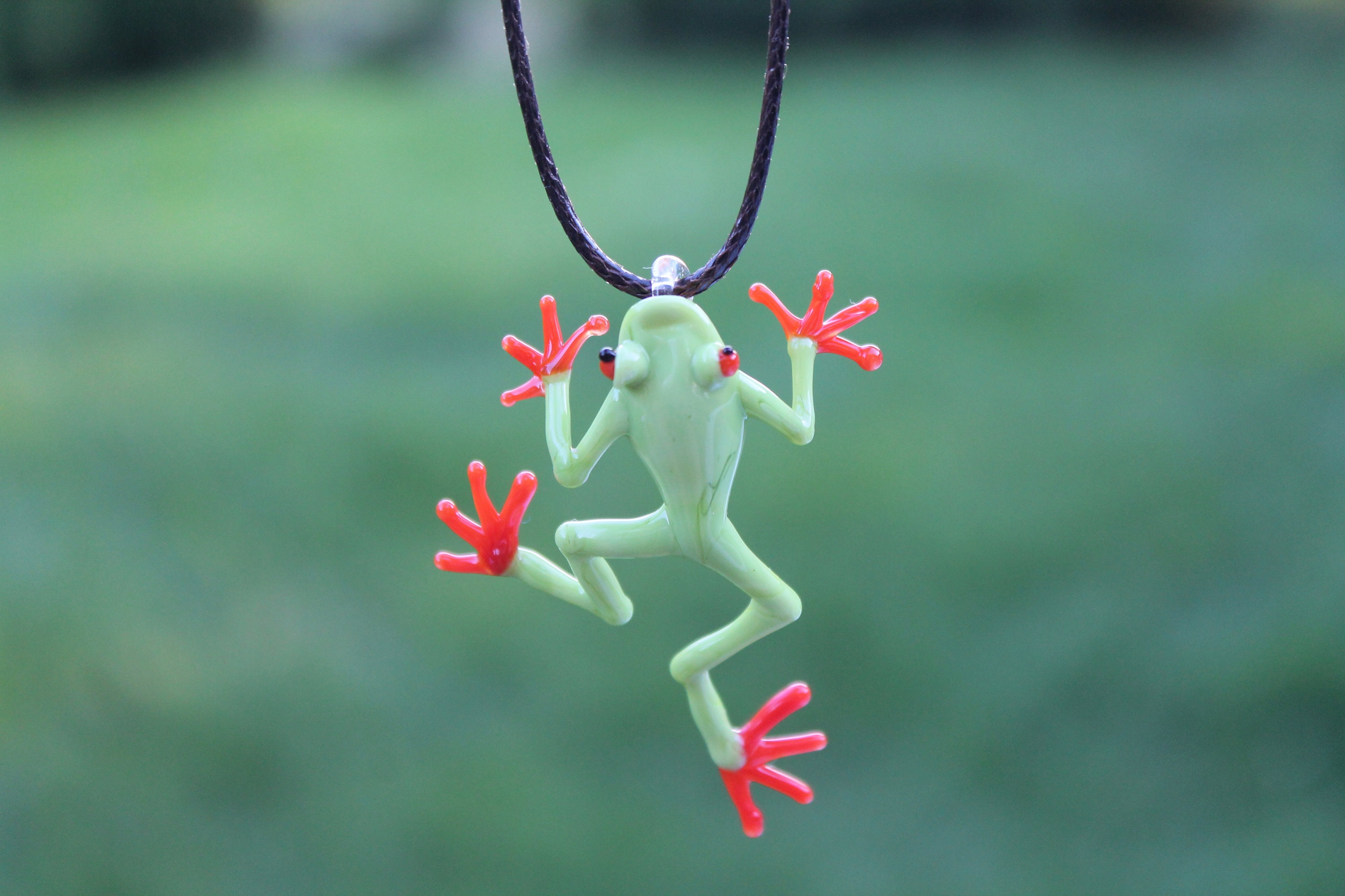 Art & Collectibles Frog pendant Blown Glass Frog Sculpture Frog ...