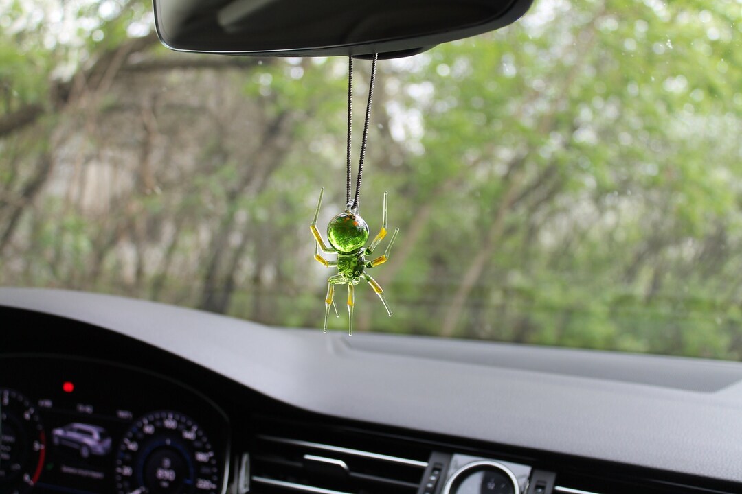 Rear View Mirror Charms Glass Spider - Mirror Accessories Blown Glass ...