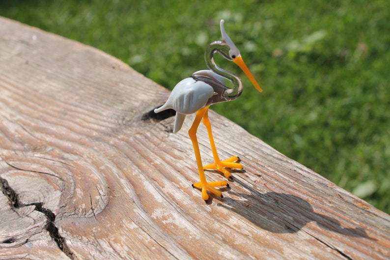 Glass Heron Bird Glass Sculpture Animals Glass Art Glass - Etsy