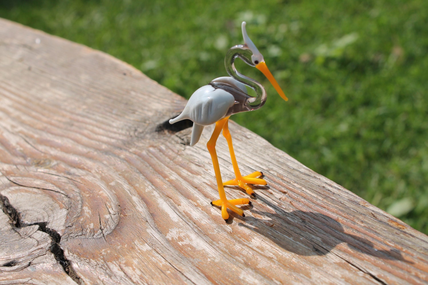 Glass Heron Bird Glass Sculpture, Animals Glass, Art Glass, Blown Glass ...