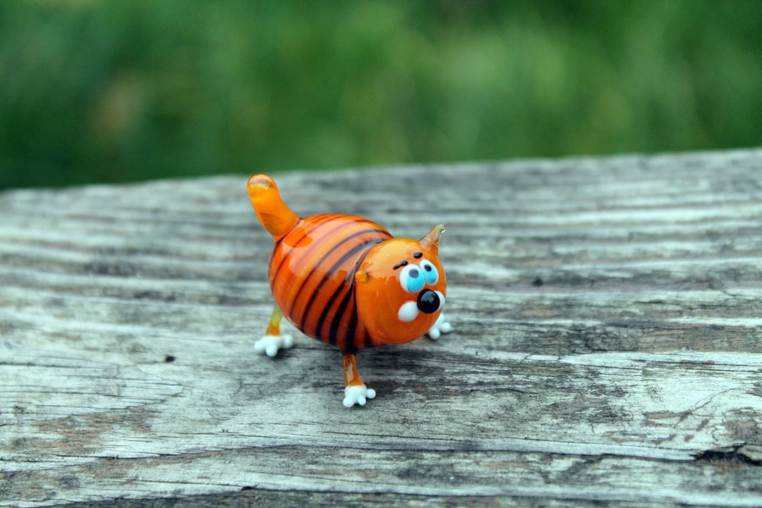 Glass Cat Figurine Hand Blown Glass Figurine Cat Siamese Cat Figurine ...
