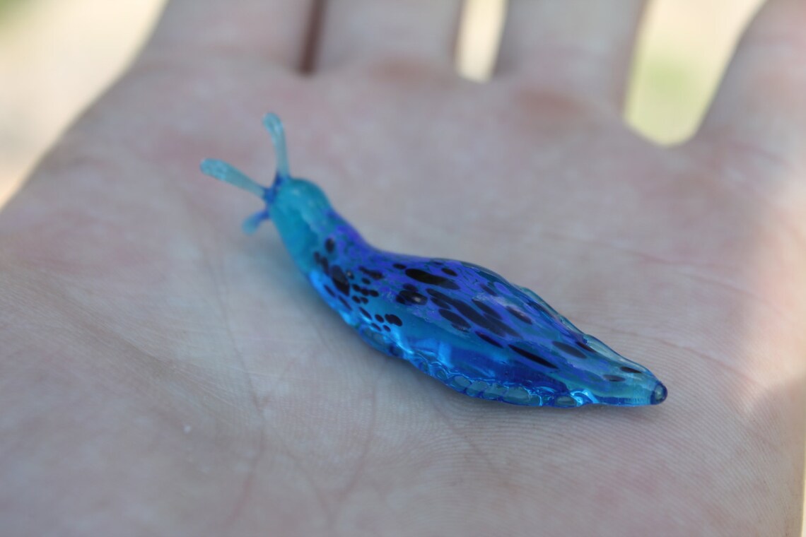 Blue Spotted Slug Glass Sculpture GLASS SLUG Lampwork Glass | Etsy