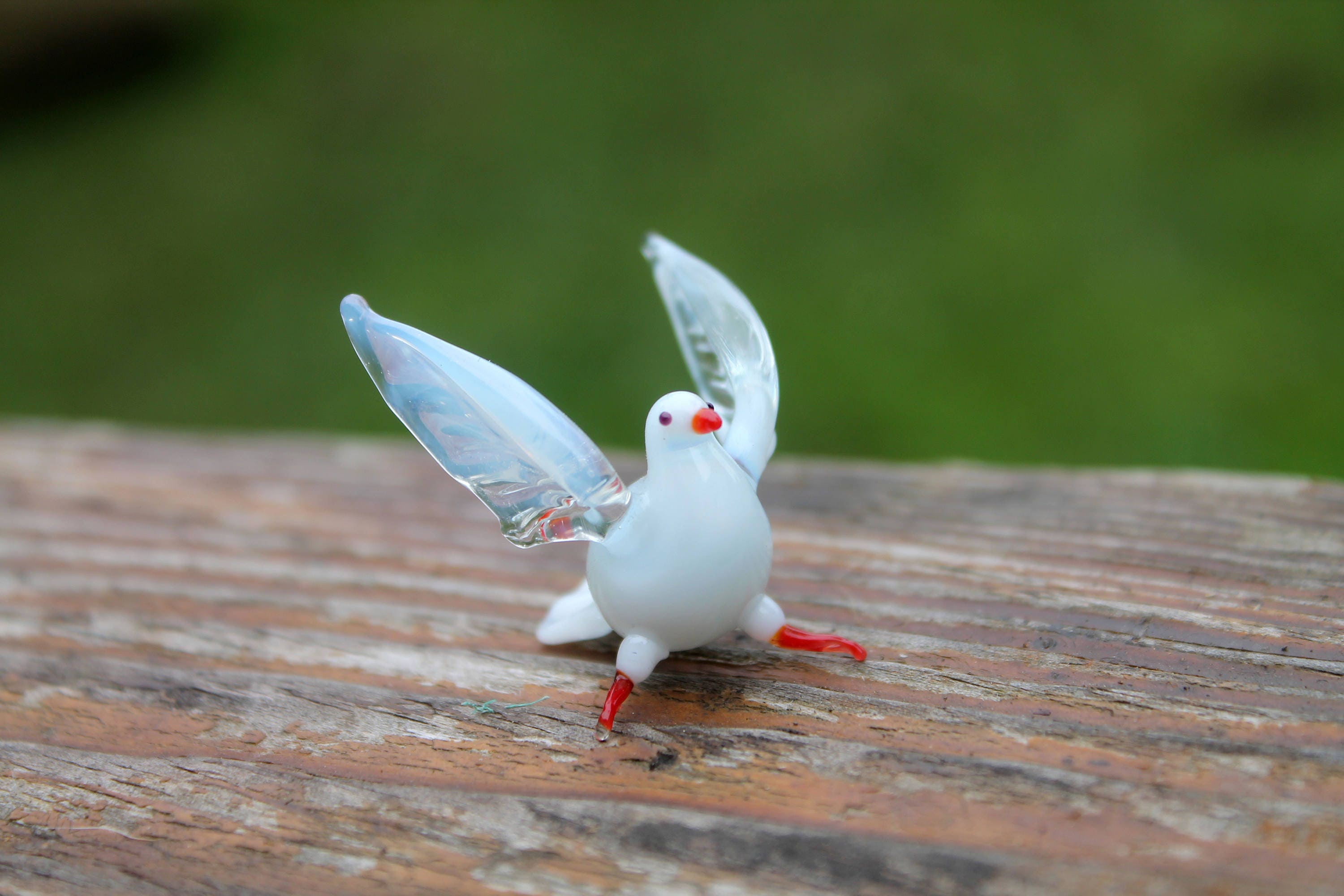 Glass White Dove Figurine Animals Glass Dove Glass Miniature Art Glass ...