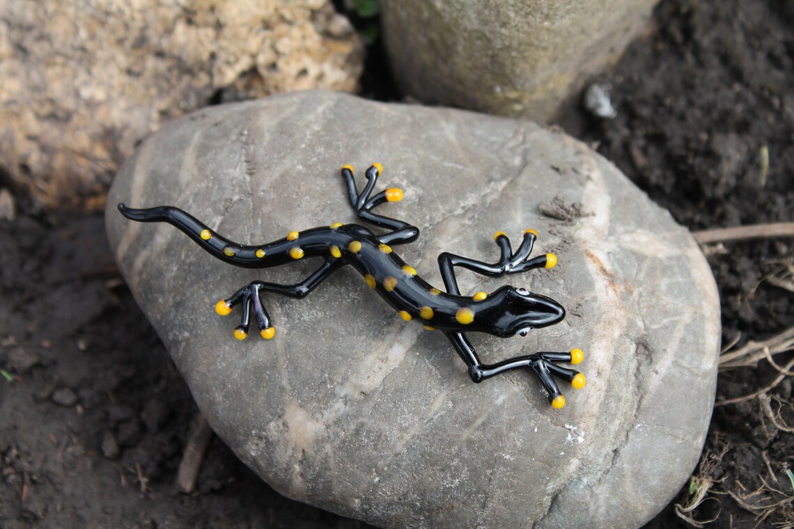 Spotted Salamander the Lizard Glass Salamander Figurine Blown | Etsy