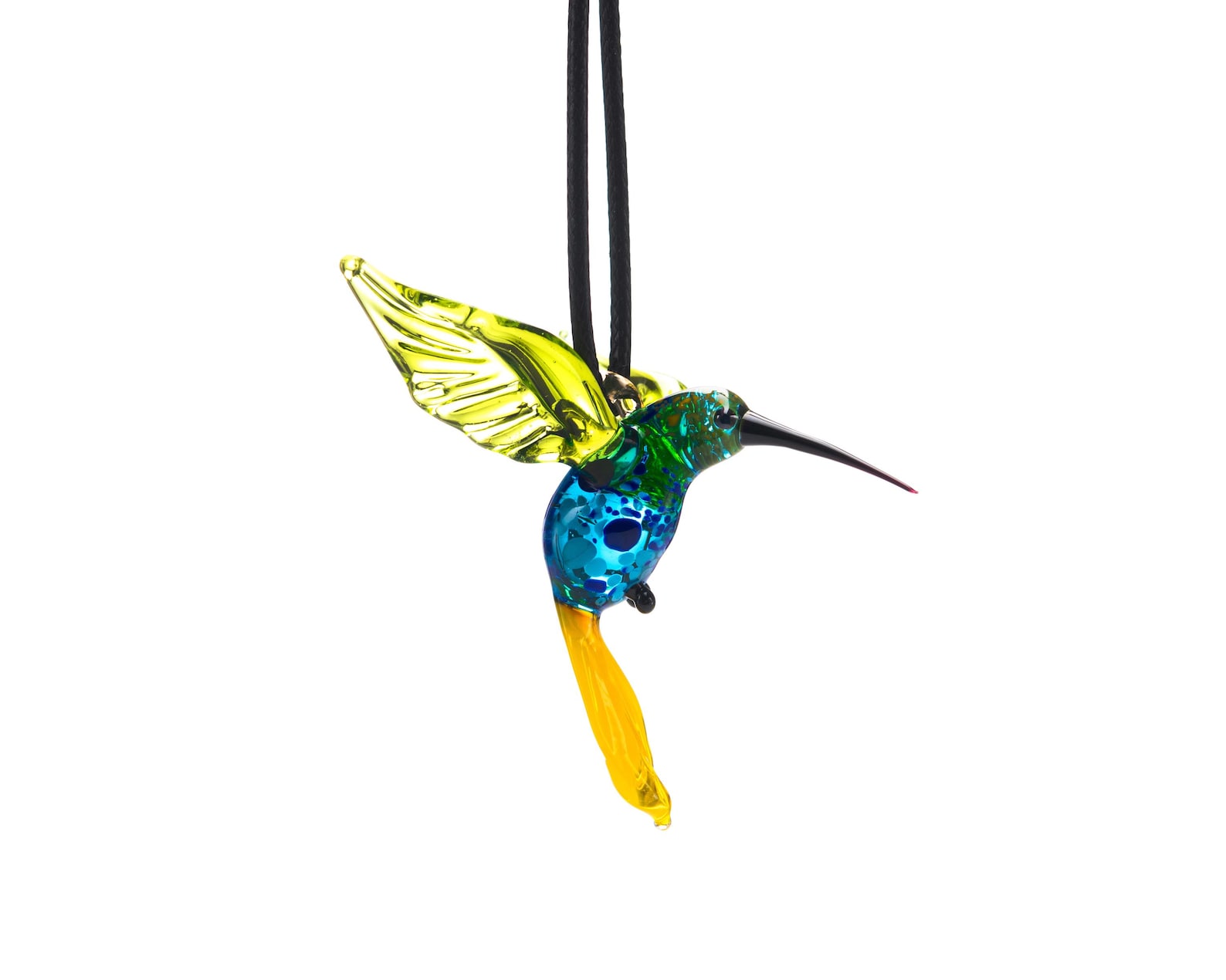 Handmade Glass Hummingbird Figurine Colorful Miniature Bird Blown Glass ...