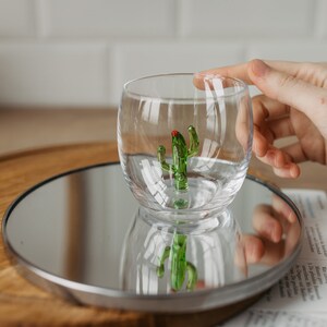 Mexico Glass Cactus Tequila Drink Water Cup Handmade Unique Green Cacti ...