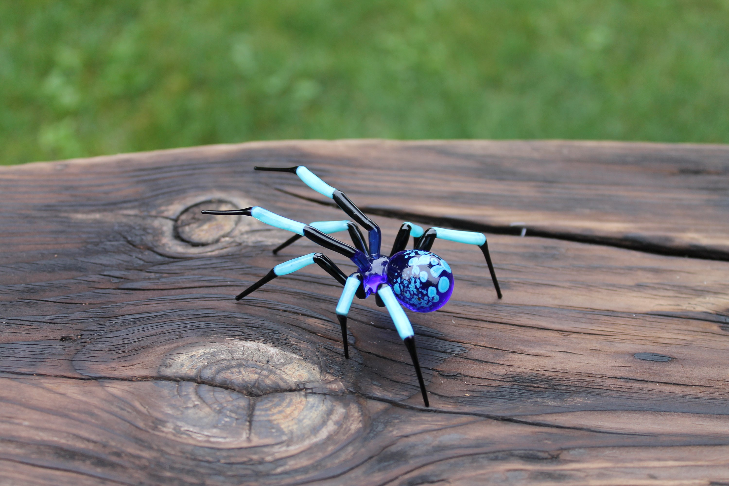 Art Glass Spider Figurine - Blown Glass Spider - Spider Halloween ...