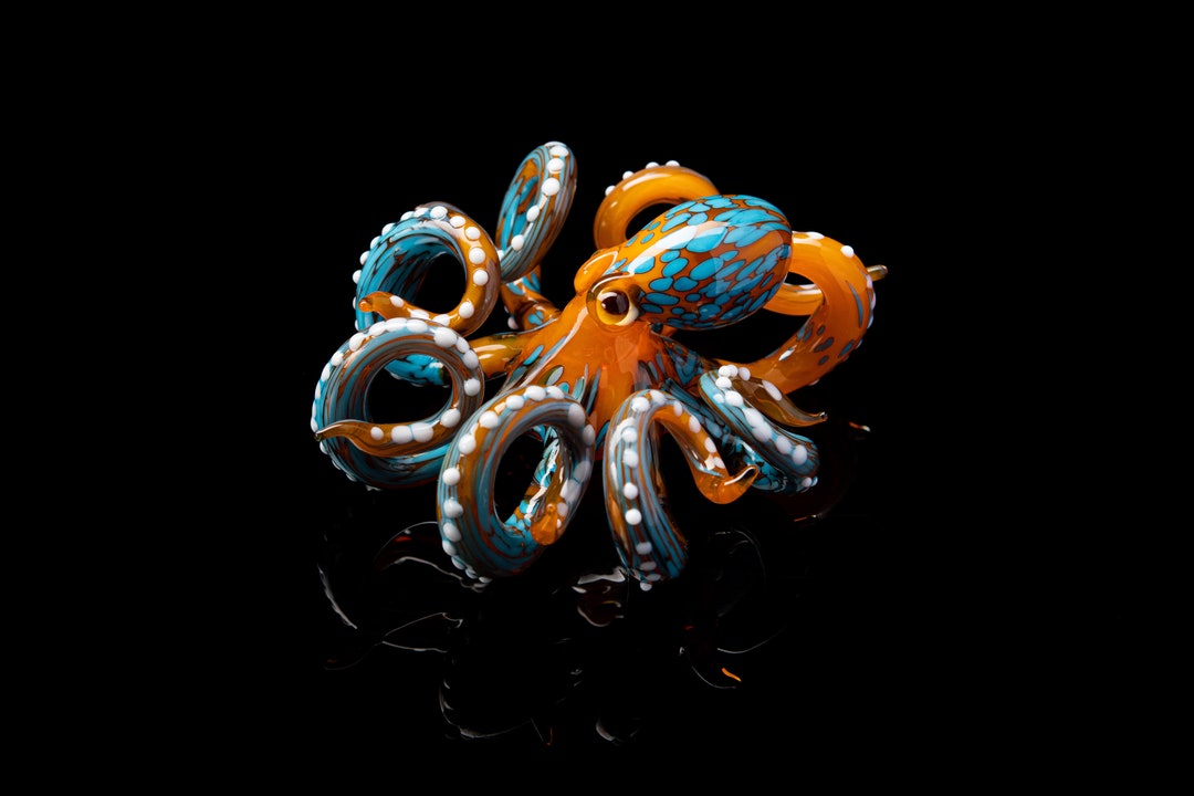 Blown Glass Octopus Glass Figurine Octopus Glass Ocean Octopus Kraken ...