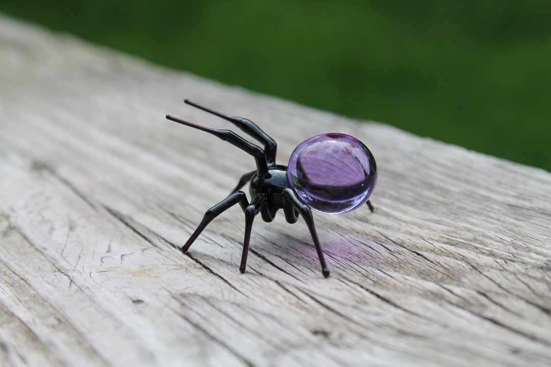 Glass Spider Figurine Blown Glass Spider Glass Spider Miniature Glass ...