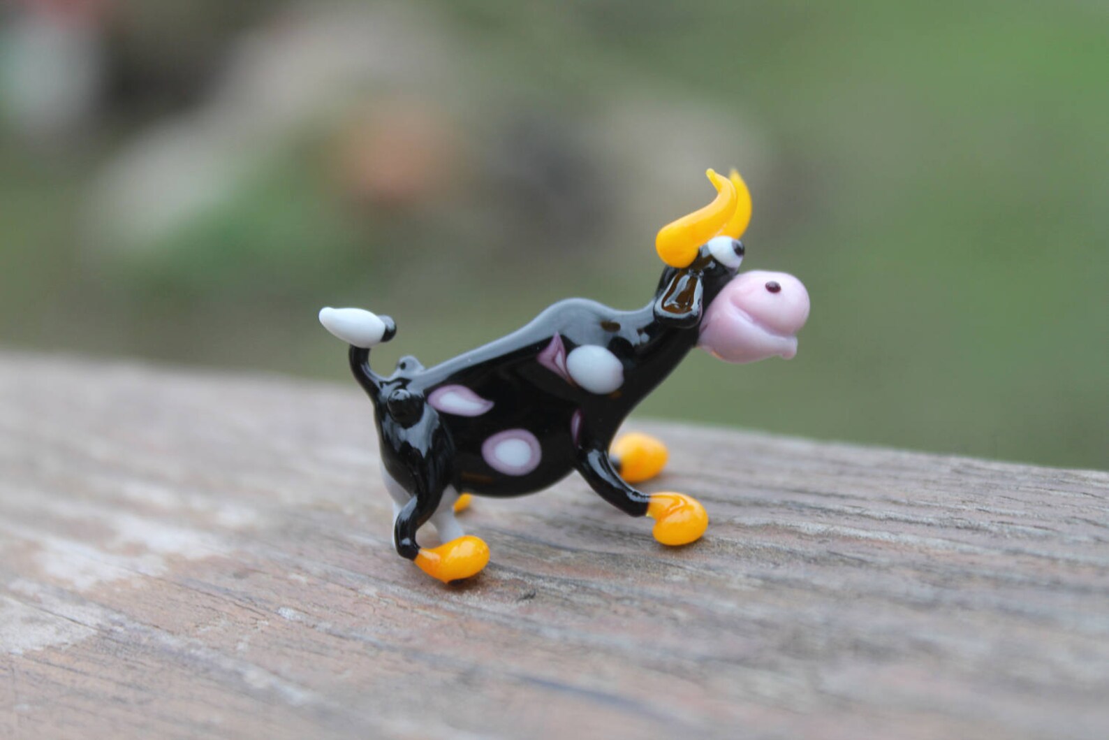 Small Glass Cow Figurine Sculpture Funny handmade Cute | Etsy