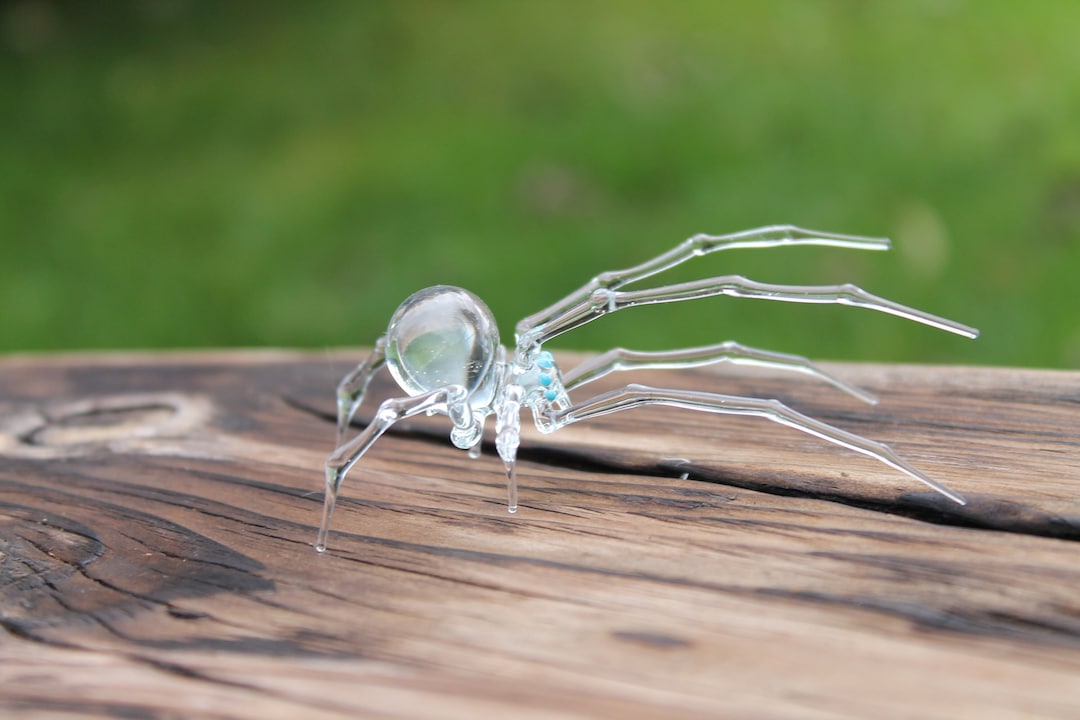 Clear Glass Spider Figurine - Blown Glass Spider - Spider Halloween ...