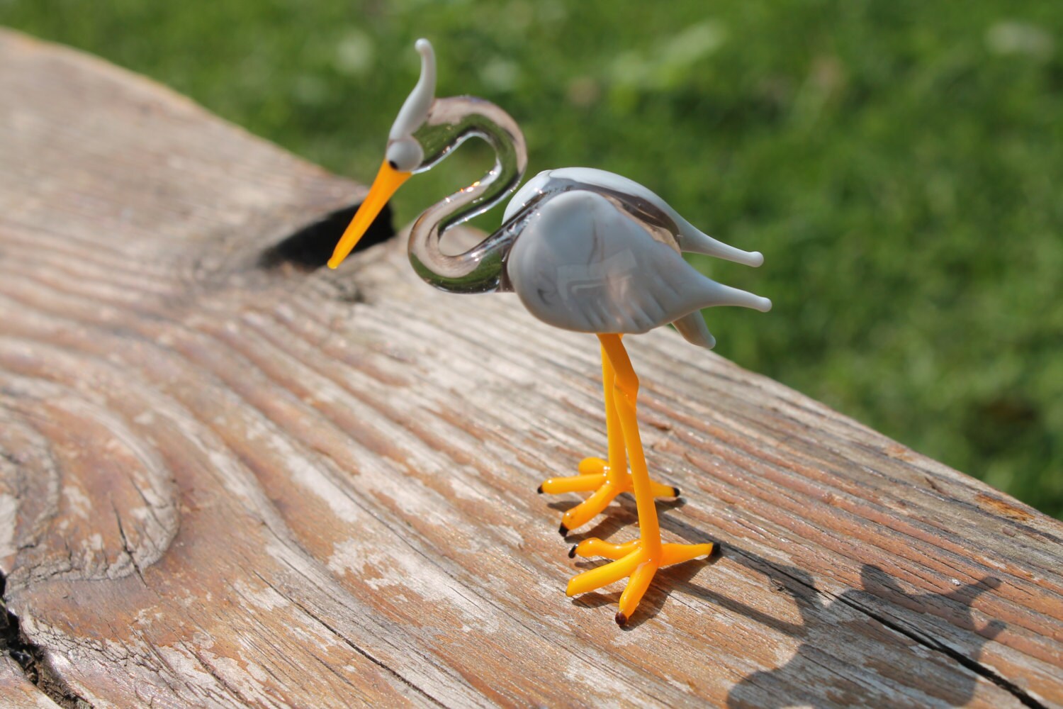 Glass Heron Bird Glass Sculpture Animals Glass Art Glass - Etsy