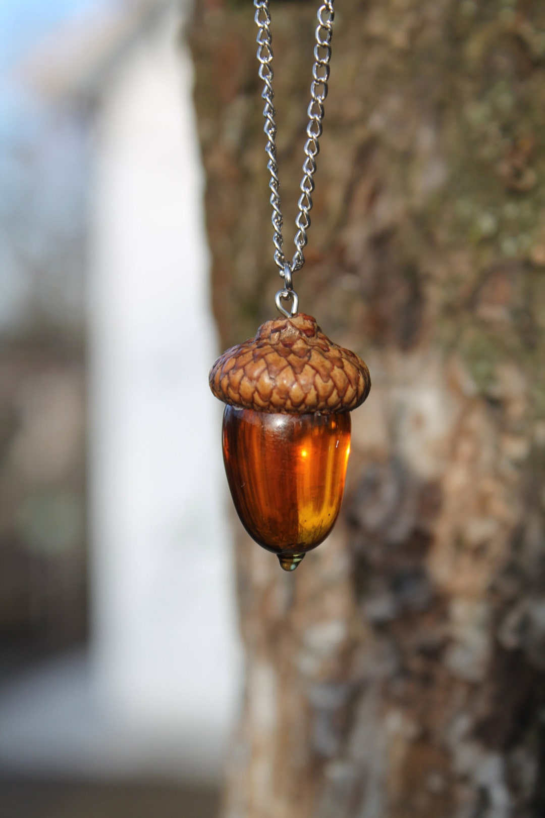 Glass Acorn Necklace, Glass Acorn Lampwork,acorn Ornament, Made From ...