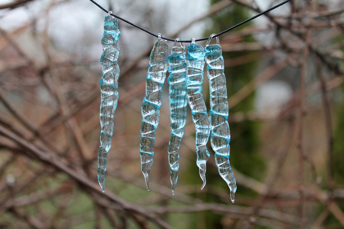 Glass Icicle Ornament, Unique Natural Ice Look, Christmas Tree Holiday ...