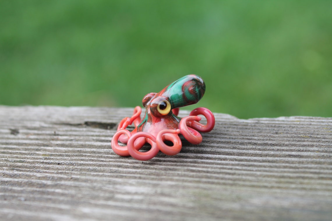 Small Glass Octopus Glass Figurine Miniature Octopus Little Glass ...