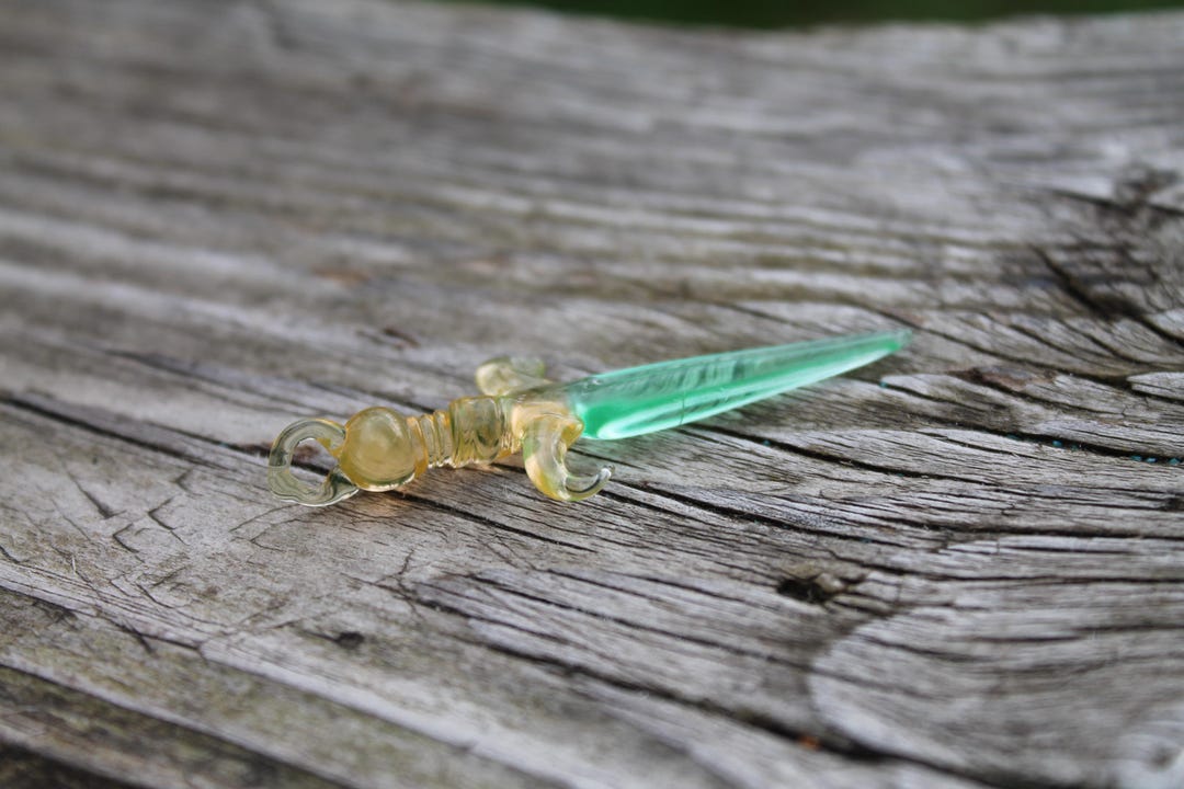 Uranium Glass Sword Pendant – Handmade Glowing Miniature Blade ...
