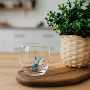 Drinking Glass Cup With Donkey Figure, Animal Cup, Table Decor, Donkey ...