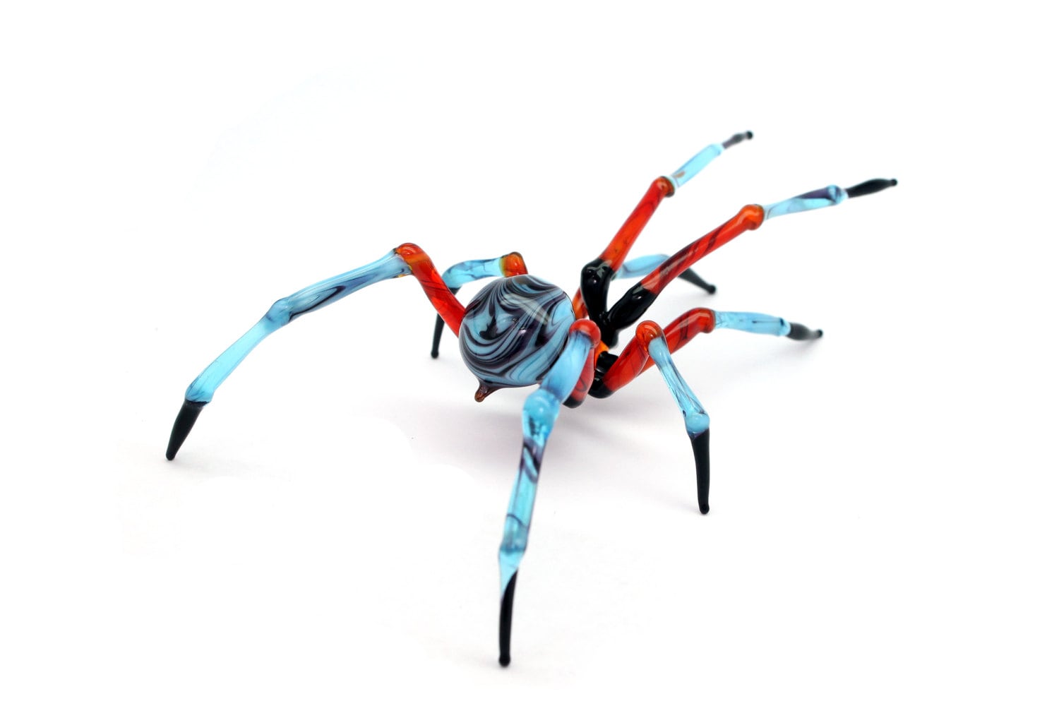 Art Glass Spider Figurine, Blown Glass Spider, Spider Halloween, Hand ...