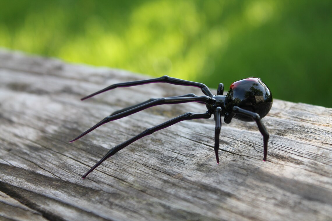 Art Glass Black Widow Figurine Blown Glass Spider Hand Blown Etsy