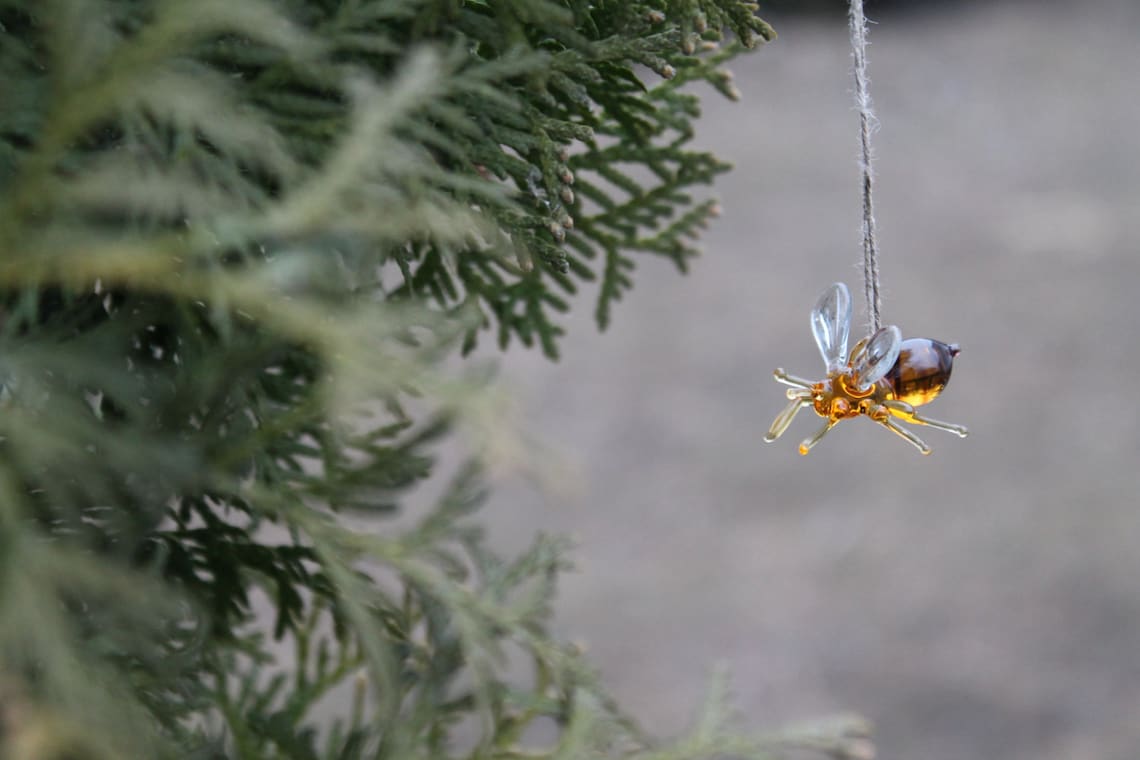 Glass Bee Pendant Collectible Figurine Honey Bee Animals | Etsy