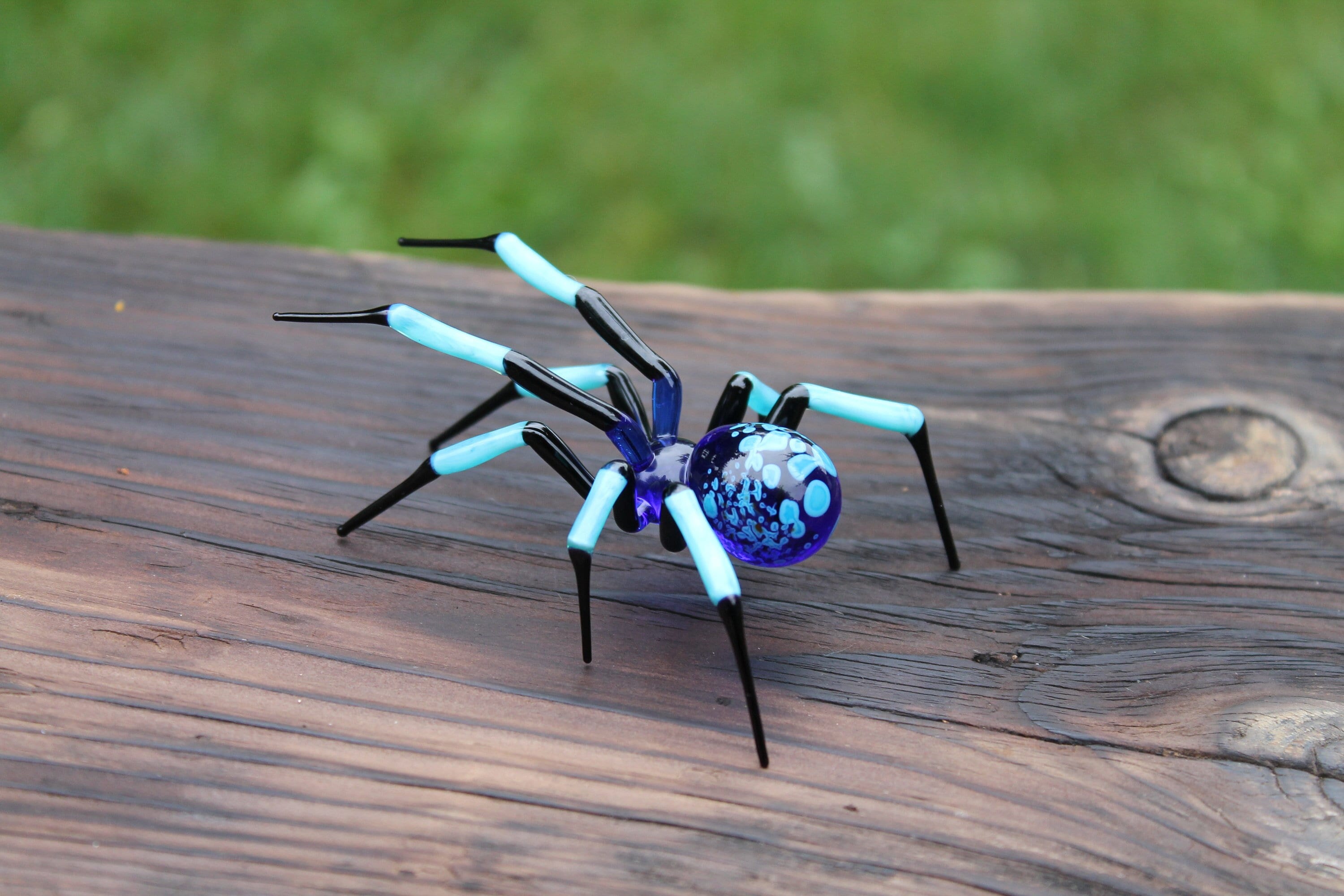 Art Glass Spider Figurine - Blown Glass Spider - Spider Halloween ...