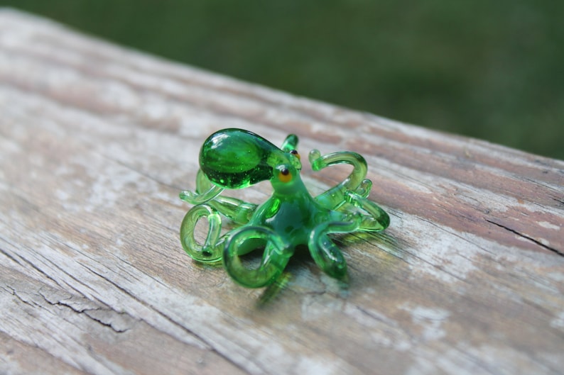 Small Glass Octopus Animal Figurines Miniature Octopus Little Glass ...