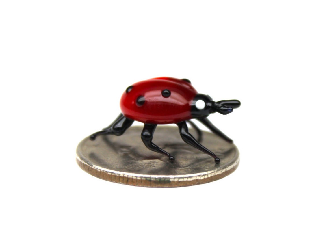 Blown Glass Ladybug Miniature, Ladybird Sculpture, Figurine, Flamework ...