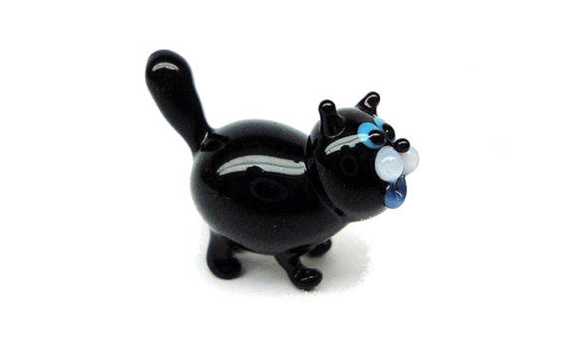 Glass Cat Miniature Animals Glass Art Glass Cat Glass Blown - Etsy