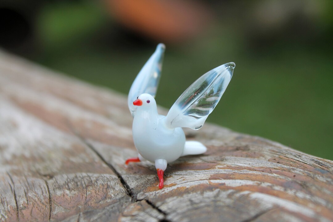 Glass White Dove Figurine Animals Glass Dove Glass Miniature Art Glass ...