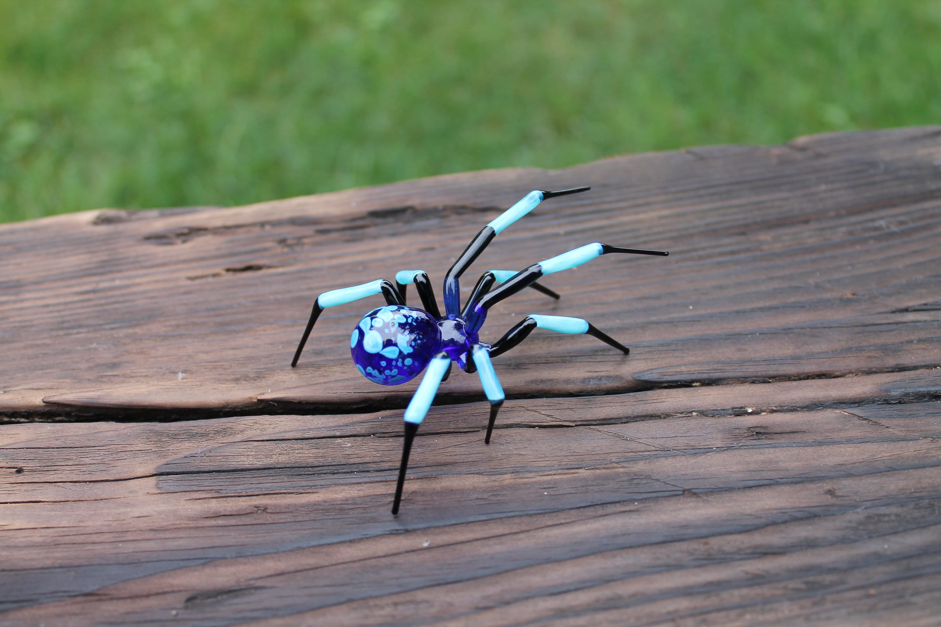 Art Glass Spider Figurine - Blown Glass Spider - Spider Halloween ...
