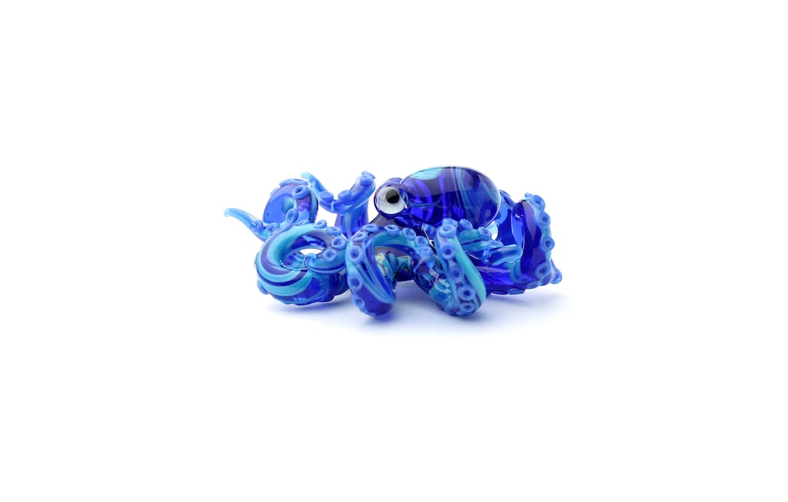 Blue Octopus Glass Pendant - Etsy