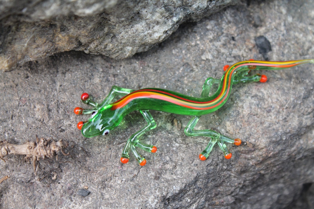 The Lizard Glass Salamander Figurine Blown Glass Lizard Hand Blown ...
