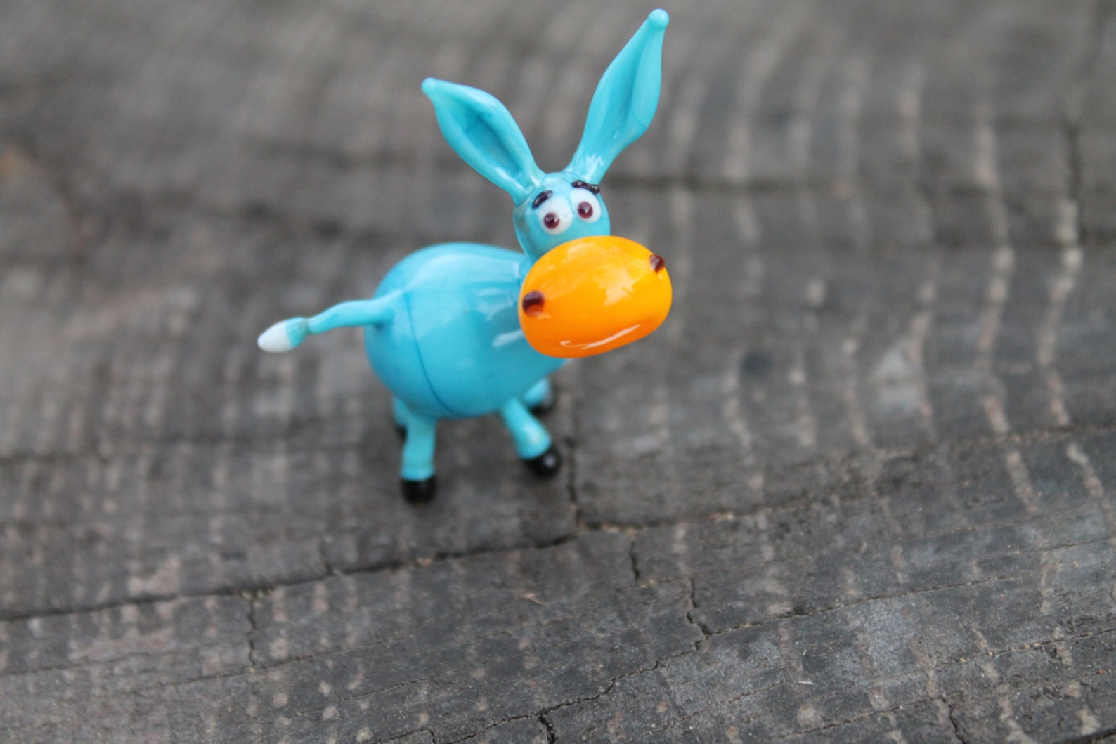 Cute Glass Miniature Donkey, Whimsical, Lamp Work Miniature Character ...