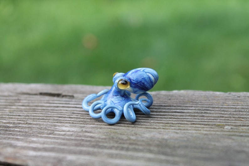 Small Glass Octopus Glass Figurine Miniature Octopus Little Glass ...