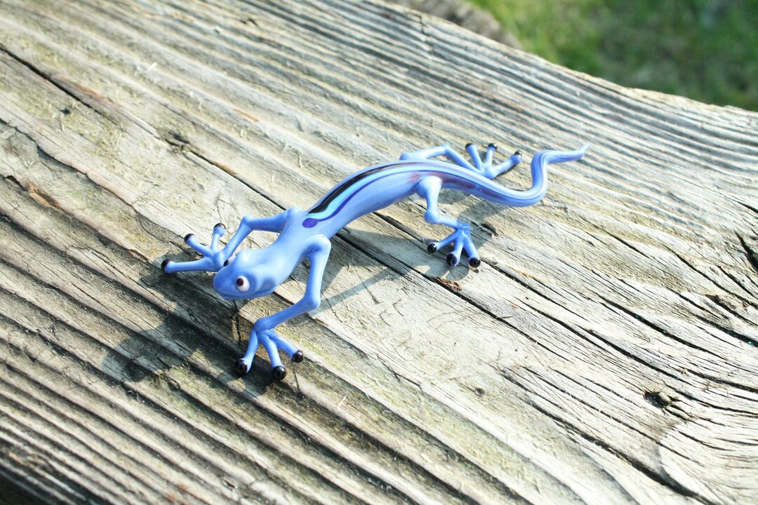 Blue Spotted Salamander the Lizard Glass Salamander Figurine Blown ...