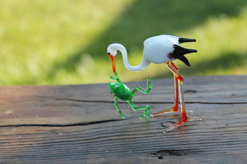 Glass Stork Figurine Stork Glass Sculpture, Blown Glass, Sculpture Made ...
