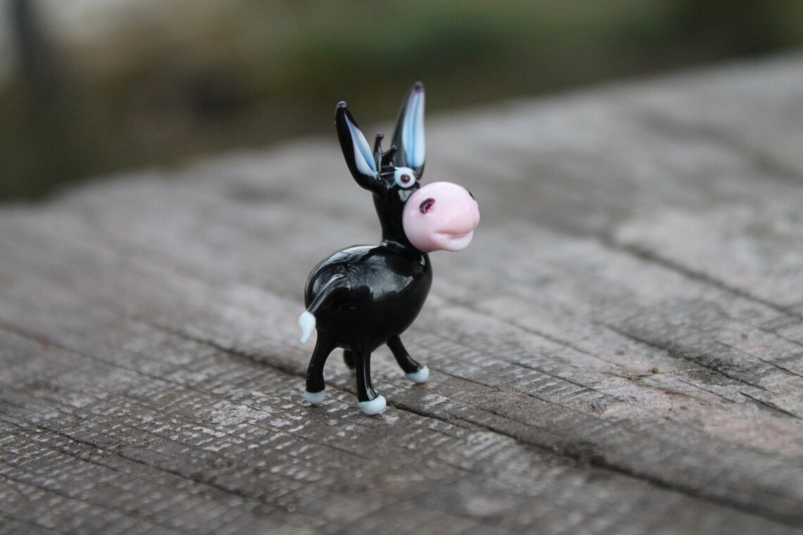Color Glass Donkey Figurine.donkey Figurine Glass.figure Miniature ...