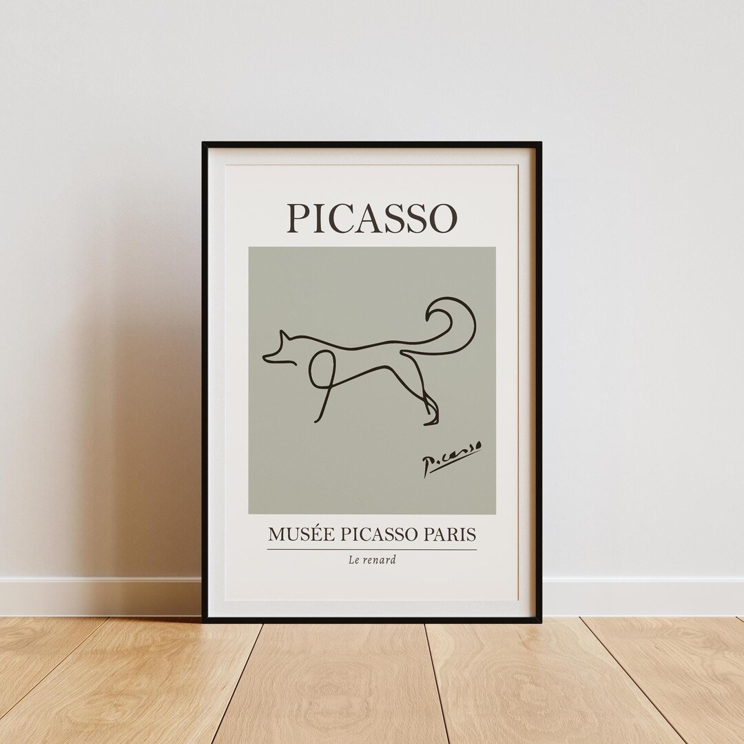 Picasso Fox Line Art Exhibition Print - Minimalist Fox Illustration ...