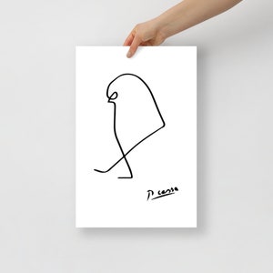 Picasso Bird Line Art Illustration Poster - Minimalist Bird Lover Gift ...